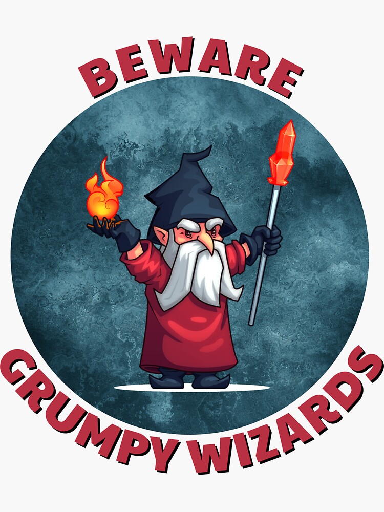 "Grumpy Wizard" Sticker by HAPPYHUGHES | Redbubble