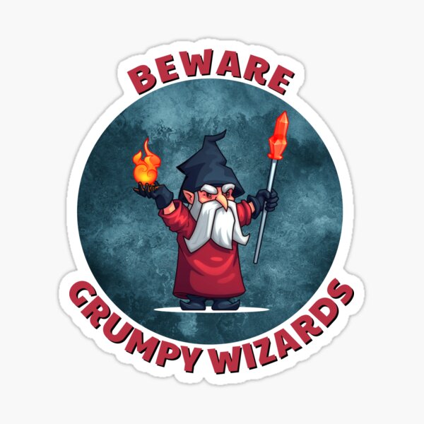 "Grumpy Wizard" Sticker by HAPPYHUGHES | Redbubble