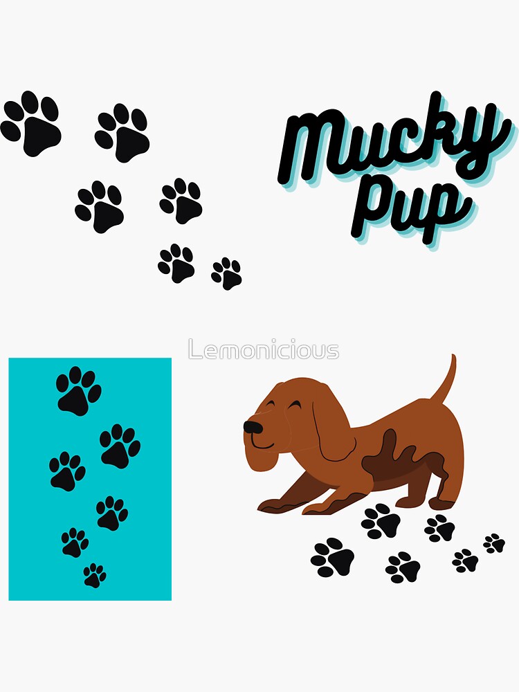 "Mucky Pup" Sticker by Lemonicious | Redbubble