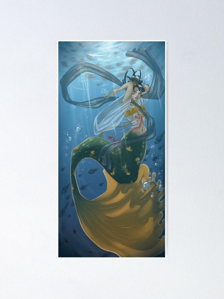 "aquatic Chinese Hanfu inspired mermaid unique" Poster for Sale by ...