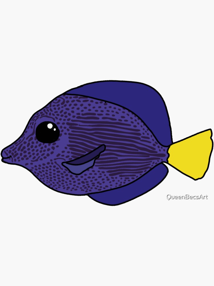 "Purple Tang " Sticker by QueenBecsArt | Redbubble