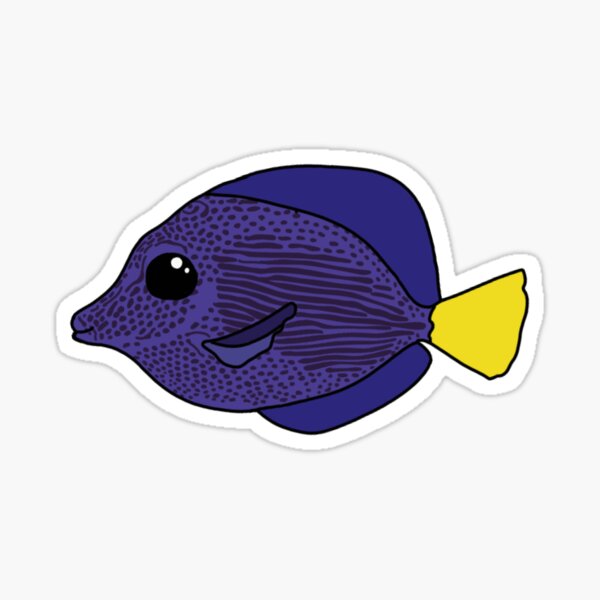 "Purple Tang " Sticker by QueenBecsArt | Redbubble