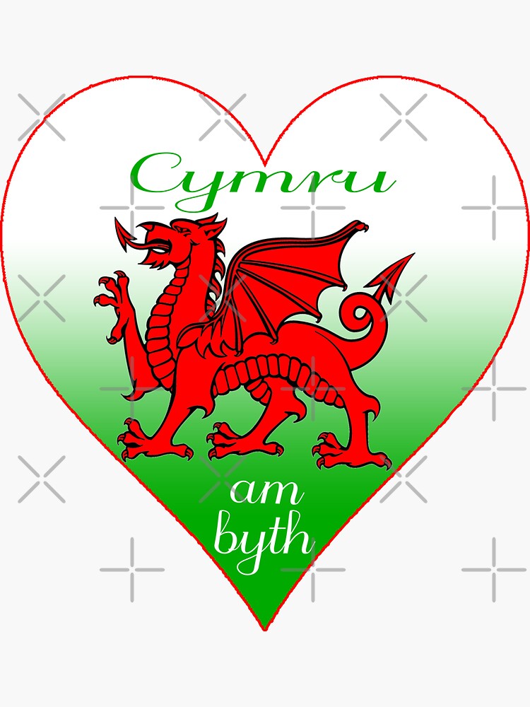 "Cymru am Byth o'r Galon" Sticker by Aurorapod | Redbubble
