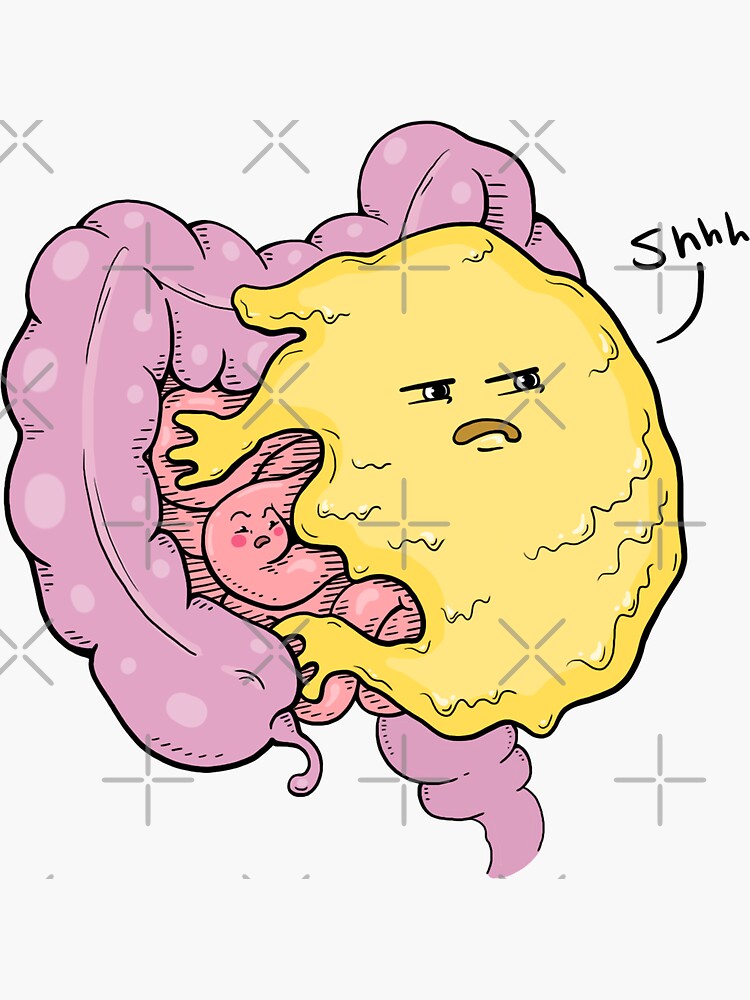 "Overprotective Omentum (color)" Sticker by artofjoanna | Redbubble