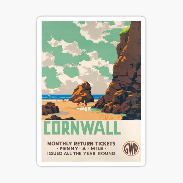 "1923 Great Western Railway GWR to Cornwall" Sticker by DJBJ | Redbubble