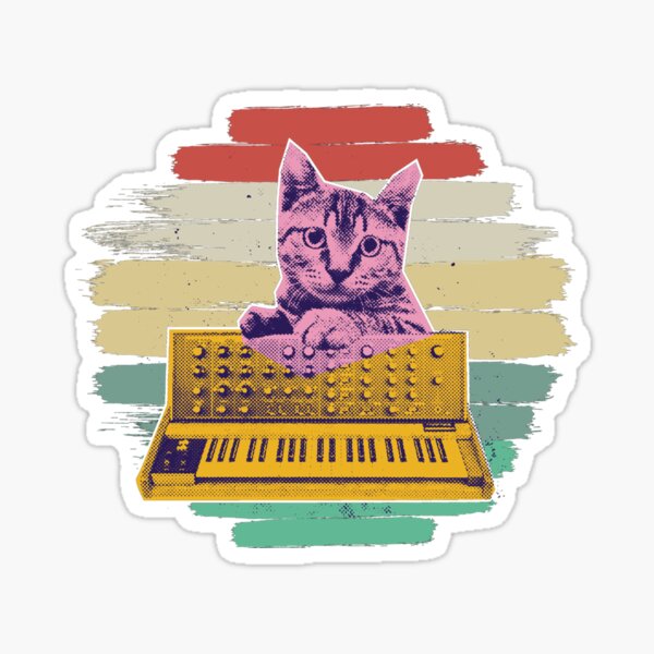 "Synthesizer Cat Keyboard Analog Synth Modular Sticker" Sticker by ...
