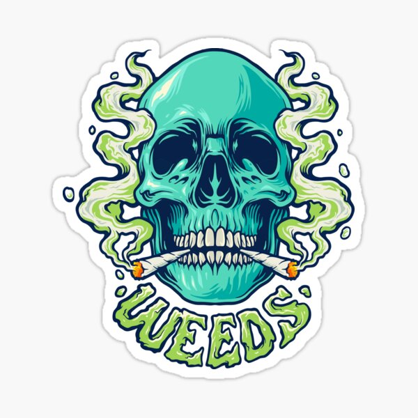"Skull Head Weed Smoker" Sticker by Kribis | Redbubble