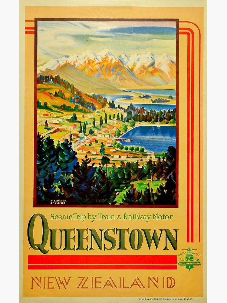 "Vintage Queenstown New Zealand Travel" Poster for Sale by pdgraphics ...