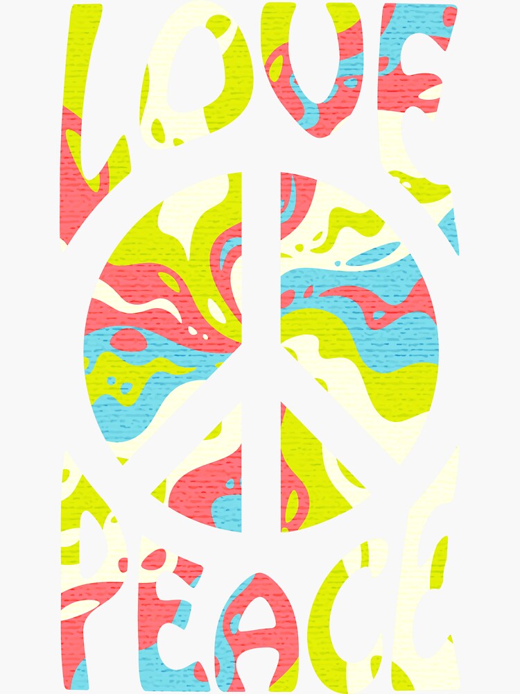 "Peace Sign Love vintage 90S 60S 70S Tie Dye Hippie" Sticker by ...