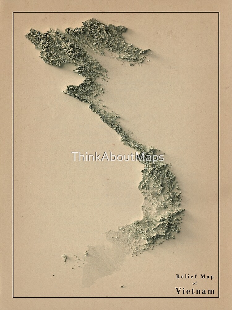 "Vietnam Relief Map 3D digitally-rendered" Art Print for Sale by ...