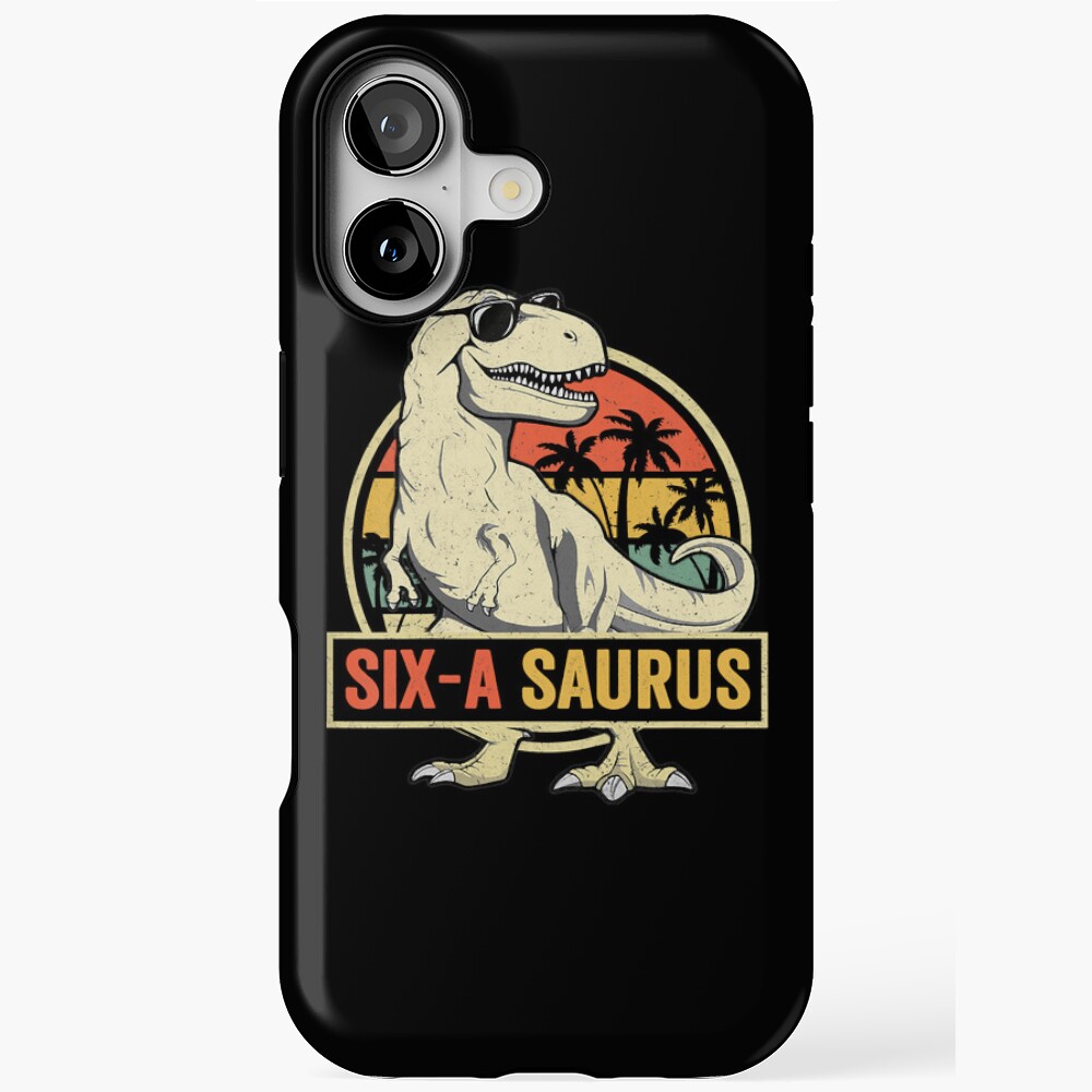 "Six A Saurus Kids 6 Year Old Dinosaur Birthday 6th T Rex Dino Six ...