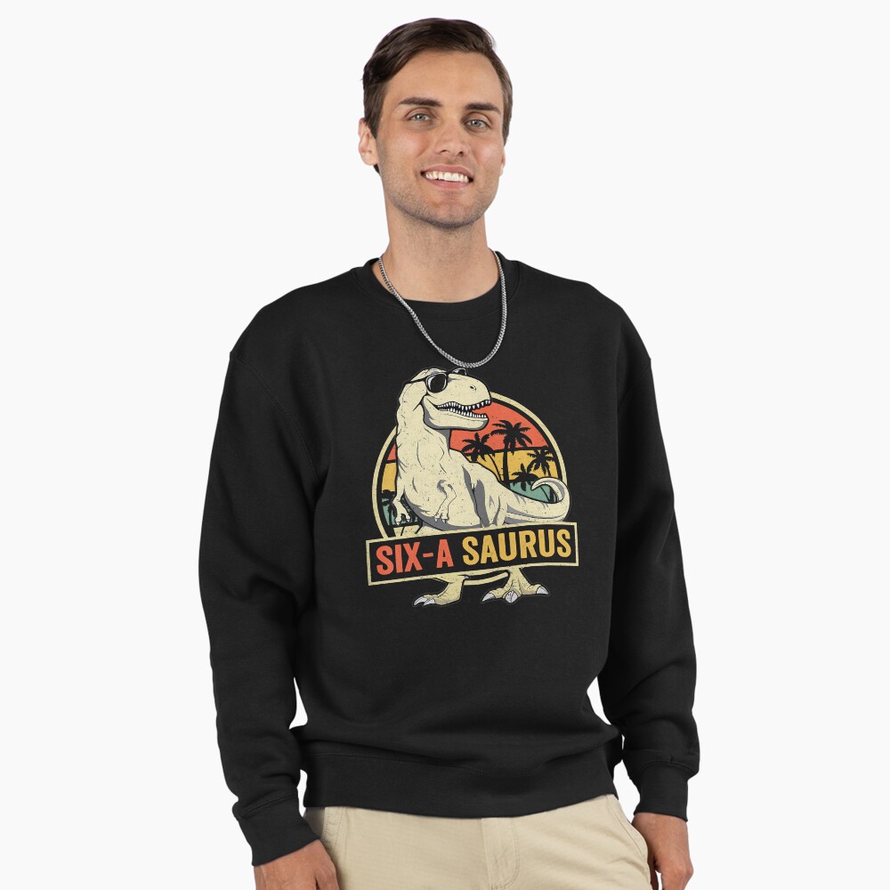 "Six A Saurus Kids 6 Year Old Dinosaur Birthday 6th T Rex Dino Six ...