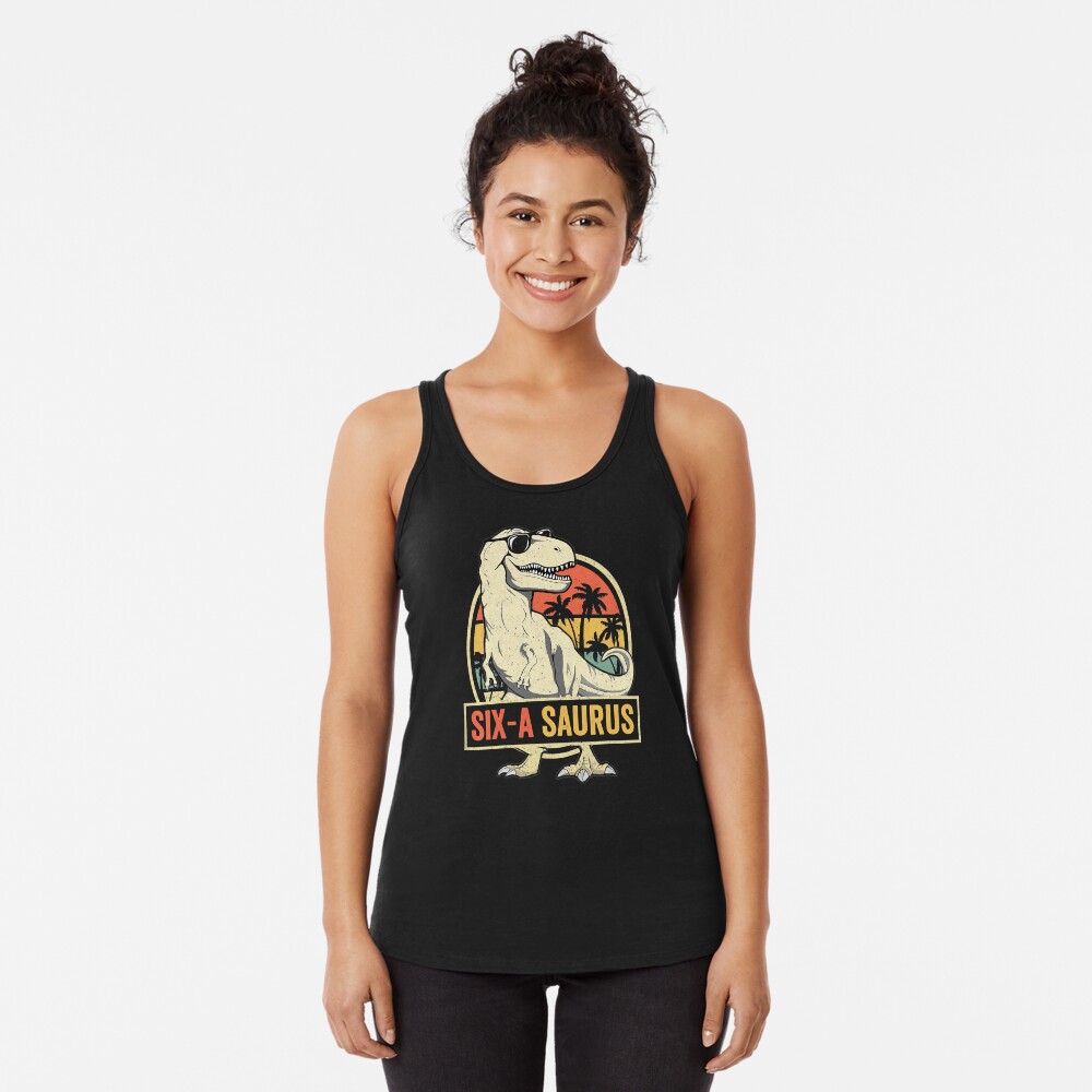 "Six A Saurus Kids 6 Year Old Dinosaur Birthday 6th T Rex Dino Six ...