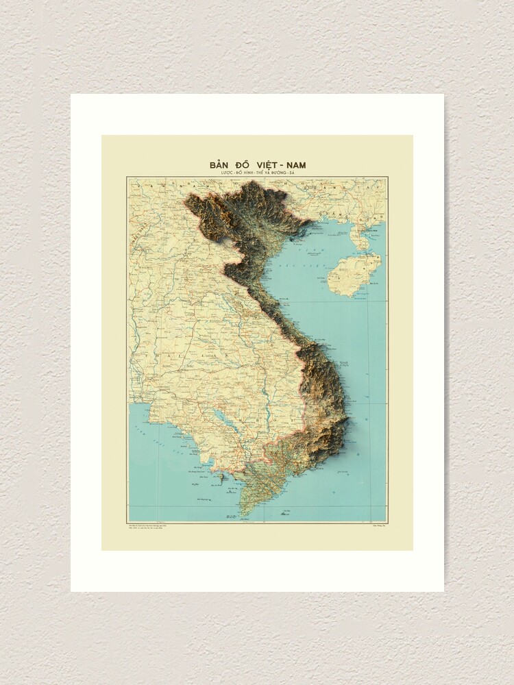 "1966 Vietnam Relief Map 3D digitally-rendered" Art Print by ...