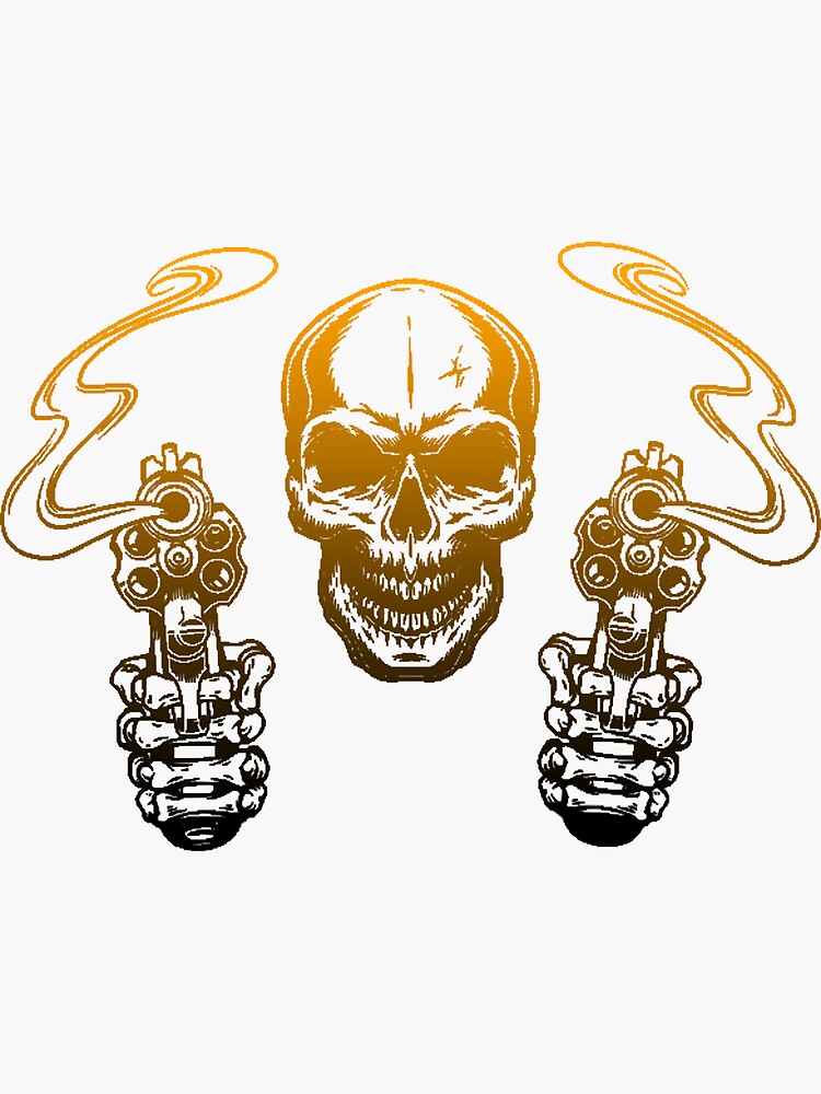 "Skull and guns Sticker" Sticker for Sale by RowenaJuse | Redbubble
