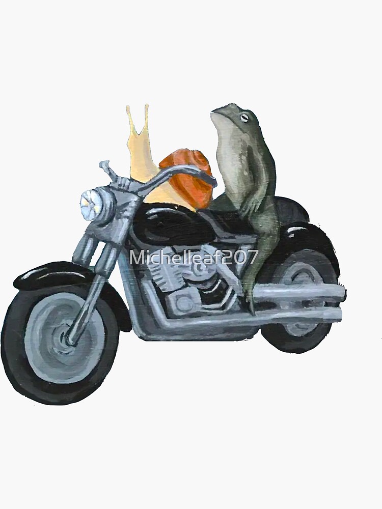 "Frog and snail motorcycle" Sticker by Michelleaf207 | Redbubble