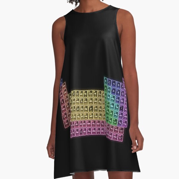 "Rainbow Neon Glow Periodic Table" A-Line Dress for Sale by ...