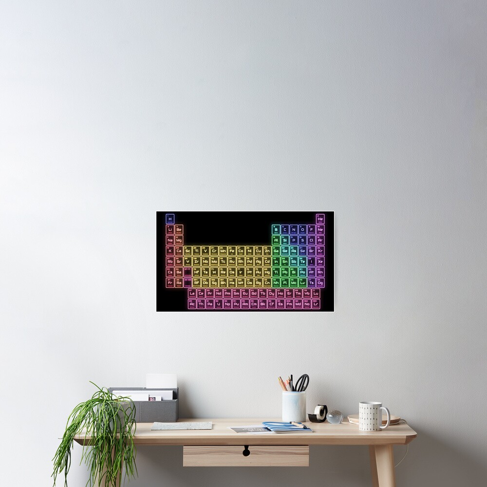 "Rainbow Neon Glow Periodic Table" Poster by sciencenotes | Redbubble