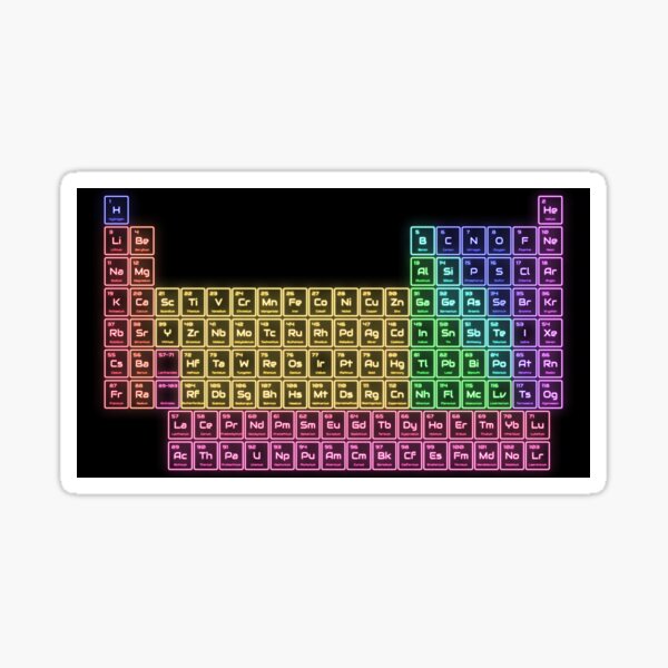 "Rainbow Neon Glow Periodic Table" Sticker for Sale by sciencenotes ...