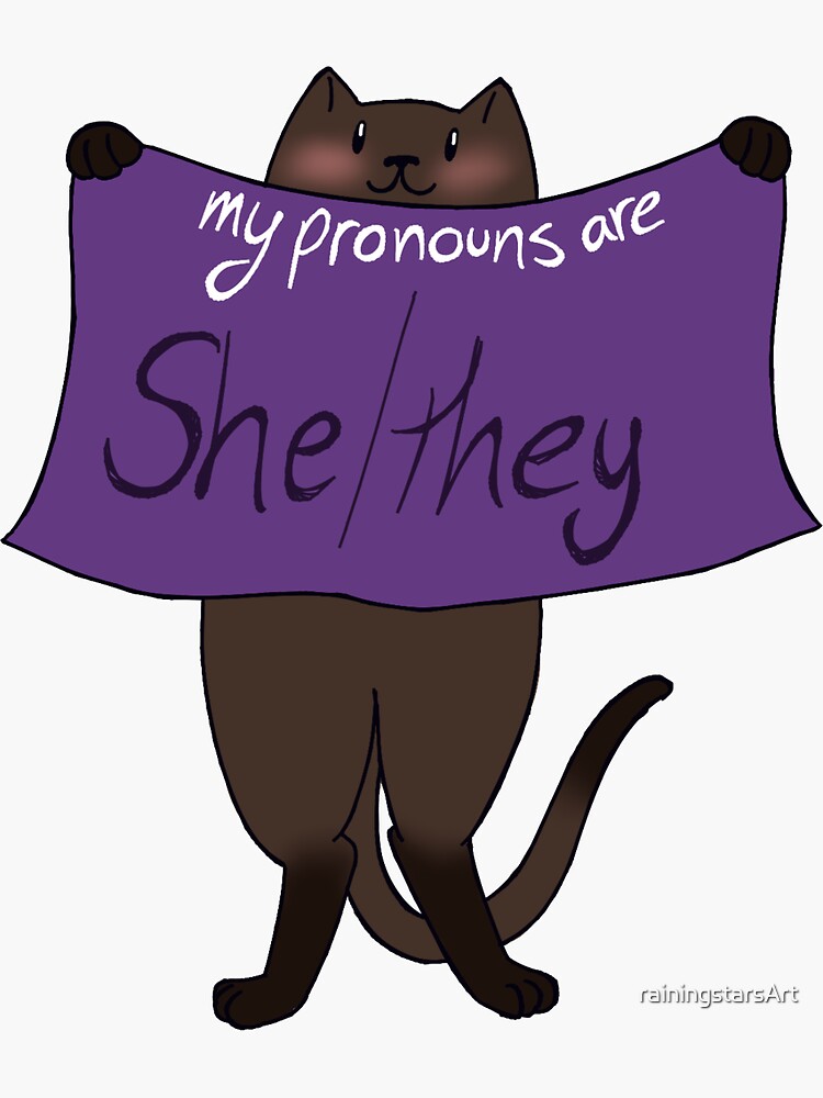 Sticker « Chat LGBTQ + avec drapeau de pronom She / They », par ...