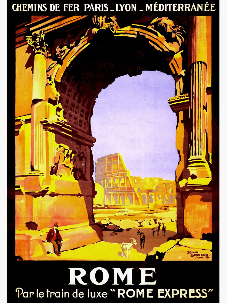 "ROME EXPRESS: Vintage Train Travel Advertising Print" Sticker for Sale ...