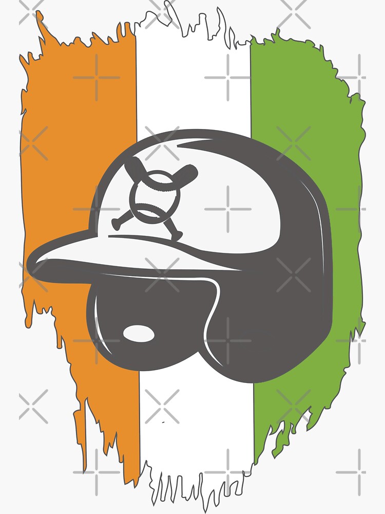 "Indian Baseball Player Bat Ball Helmet Fan India Flag" Sticker by ...