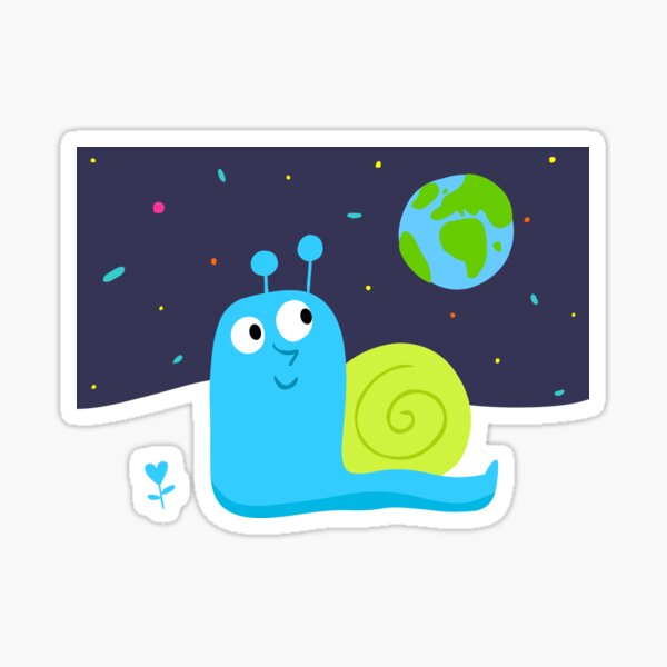 "Blue alien snail watching blue Earth " Sticker by evellade | Redbubble