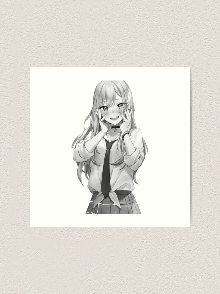 "Blushing Kitagawa Marin Black and White" Art Print by Cherryllatte ...