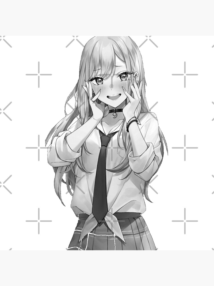 "Blushing Kitagawa Marin Black and White" Art Print by Cherryllatte ...