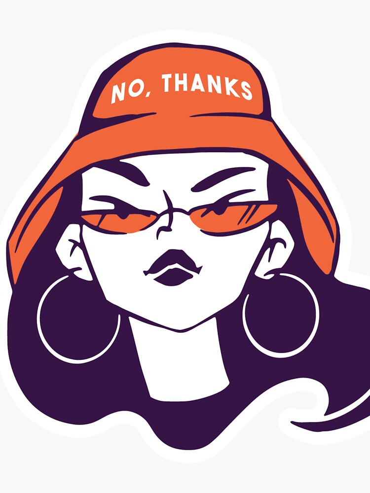 "no thanks" Sticker by Blackscarlet | Redbubble