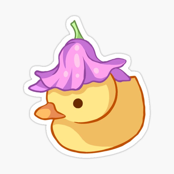 "Cute Duck Wearing a Flower Sticker" Sticker by 10six | Redbubble