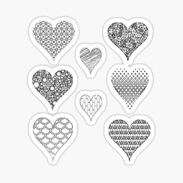 "Hearts sticker pack" Sticker by MerWishes | Redbubble