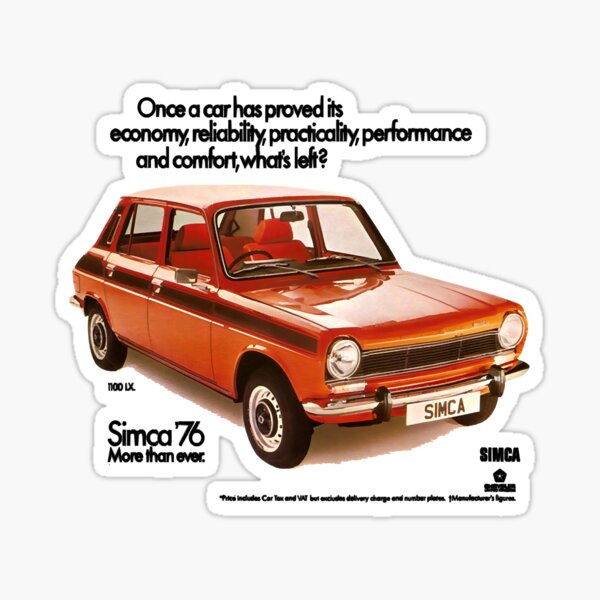 "SIMCA 1100 LX" Sticker by AlvinSalvato | Redbubble