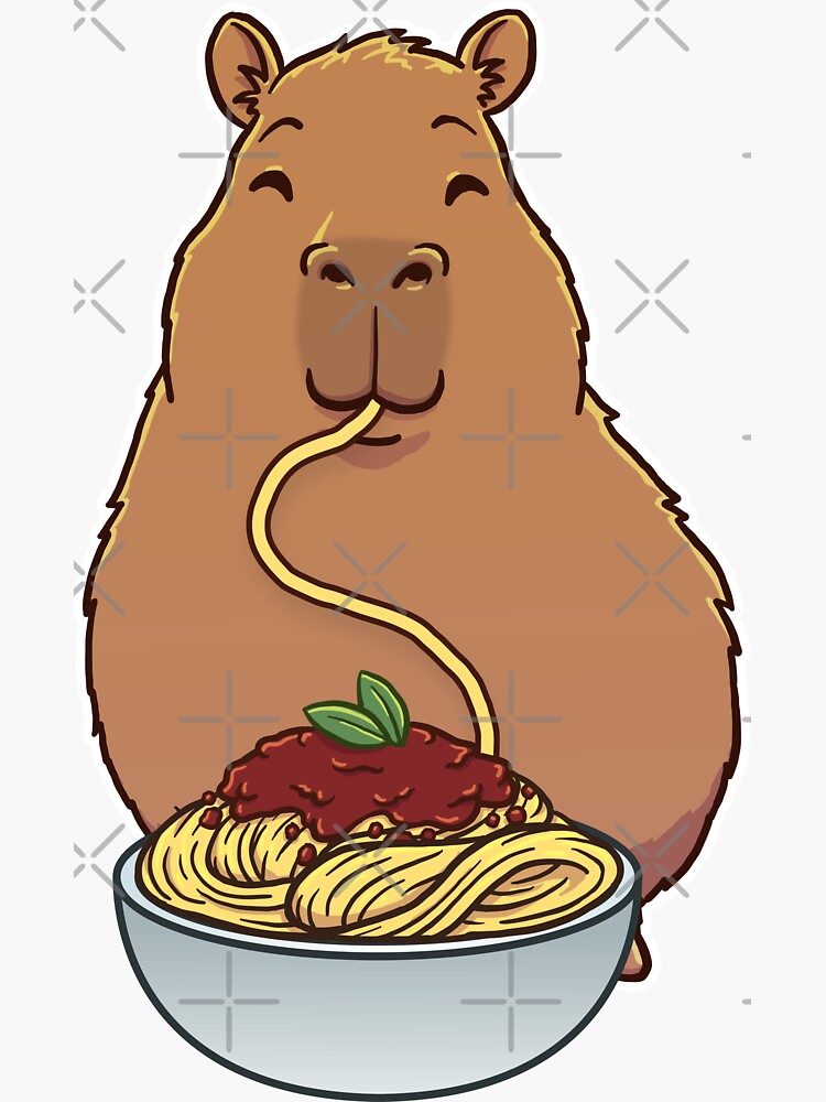 "Capybara Spaghetti Bolognese" Sticker by Capydays | Redbubble