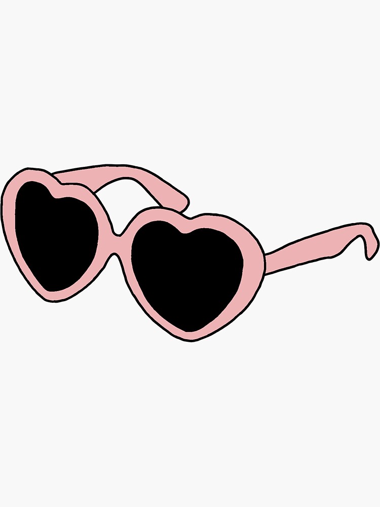 "Aesthetic pastel pink heart sunglasses" Sticker by Holly-berry-art ...