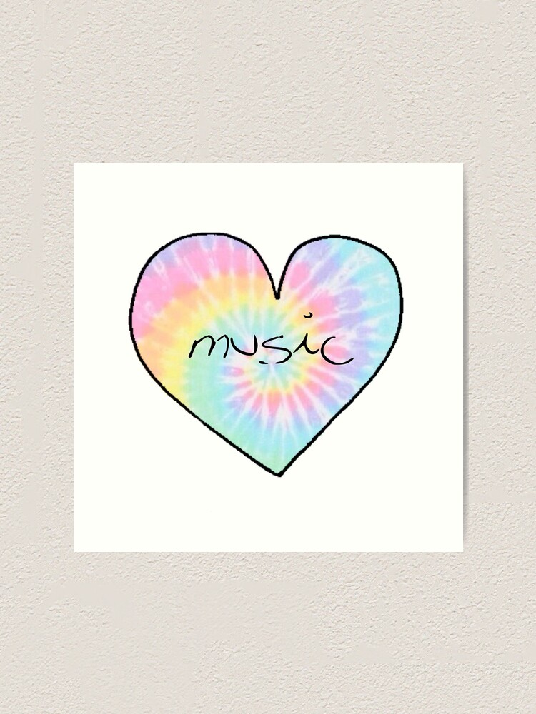 "Music Tie Dye Tumblr Heart" Art Print by RocknRollDesign | Redbubble