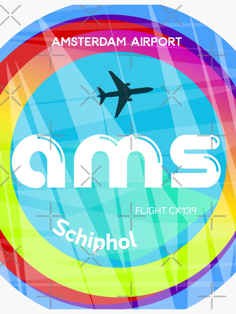 "AMS Amsterdam airport code" Sticker for Sale by Aviators | Redbubble