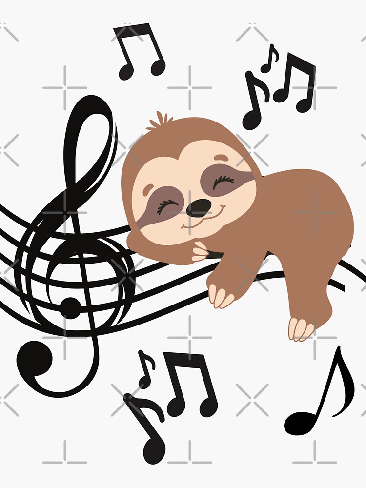 "Baby Sloth Music Notes" Sticker for Sale by HappyLifeCreate | Redbubble