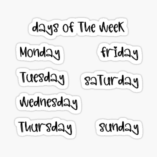 "Heart Days of the Week sticker pack" Sticker by MerWishes | Redbubble