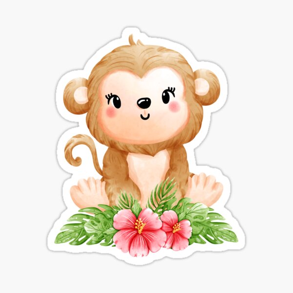 "Cute Baby Monkey" Sticker by Craftpixsy | Redbubble