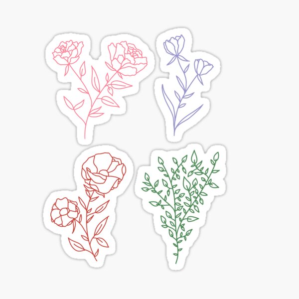 "Minimalist flower pastel design " Sticker by Holly-berry-art | Redbubble