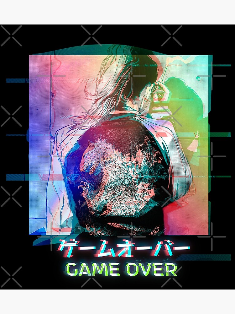 Japanese Vaporwave Sad Anime Girl Game Over Indie Aesthetic Poster