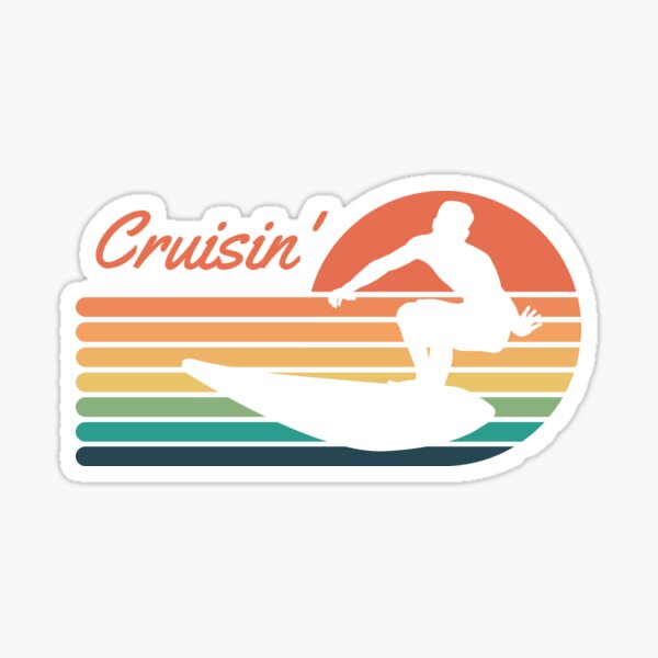 "Cruisin' Beach Vibes - Retro Vintage Look - Car Bumper" Sticker by ...