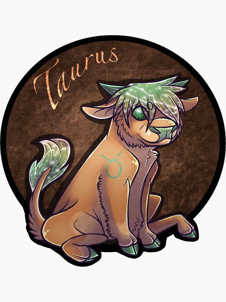"Cute Zodiac Animals - Taurus" Sticker by TwistedVyxen | Redbubble