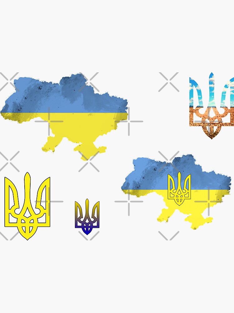 Ukraine Map Ukrainian Flag Trident Cute Sticker Pack Sticker By