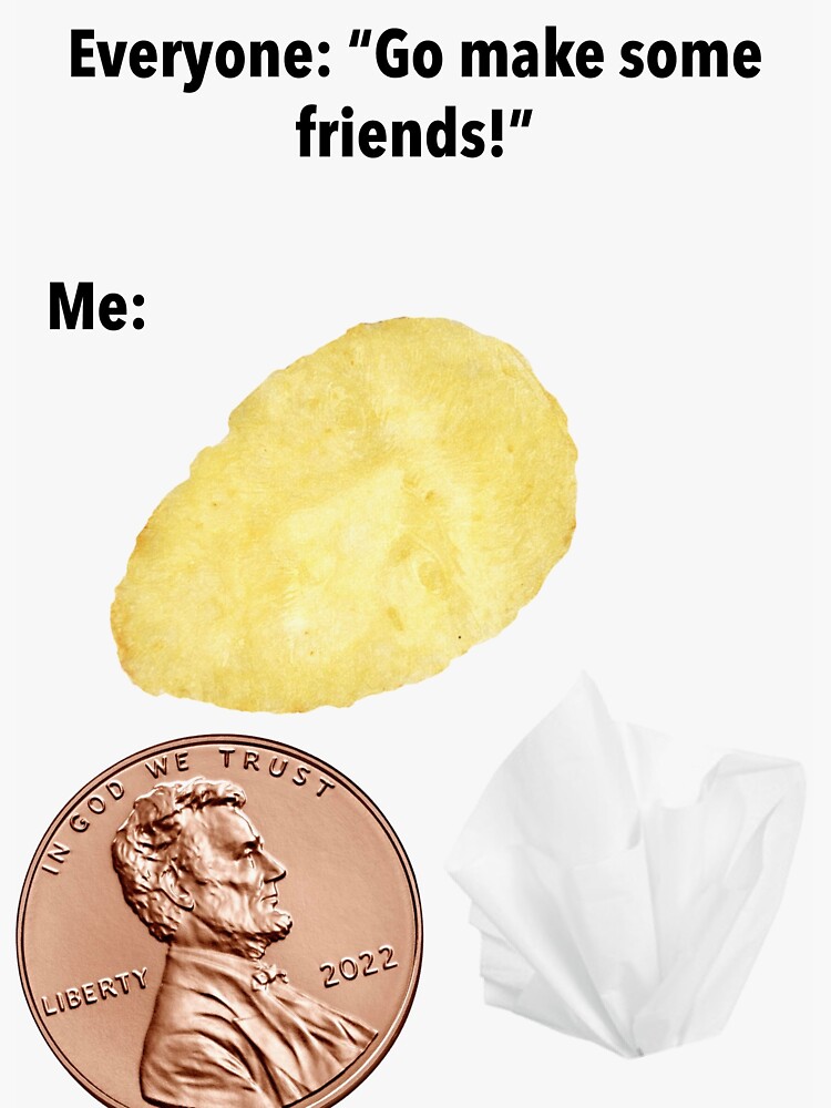 "Spongebob. Chip, napkin, penny. Make friends" Sticker for Sale by ...