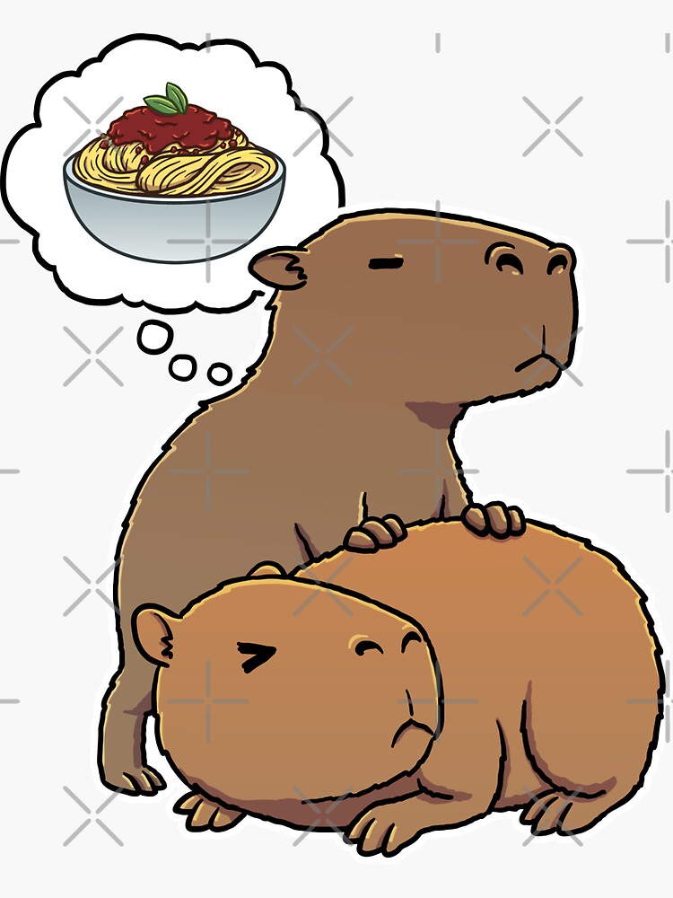 "Capybara thinking about Spaghetti Bolognese" Sticker by Capydays ...