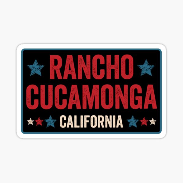 "Rancho Cucamonga California US Typography Distressed Design" Sticker ...