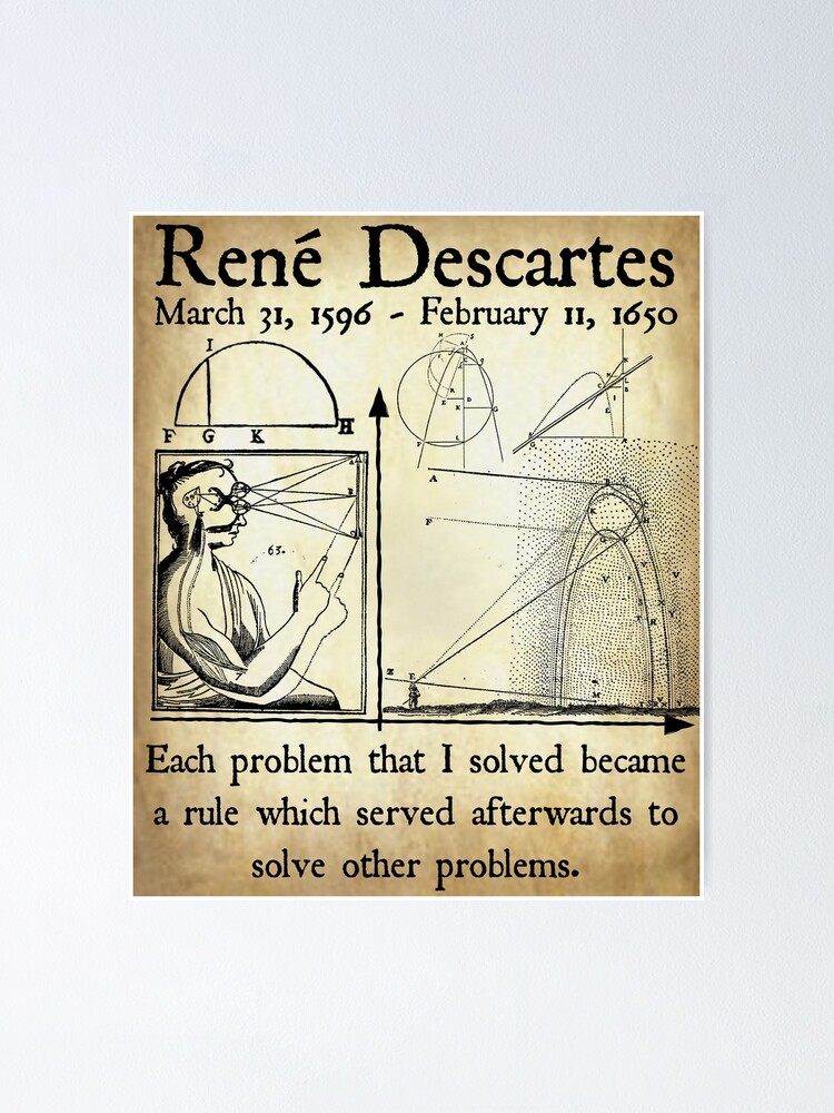 Poster « René Descartes cite chaque problème résolu Design mathématique ...