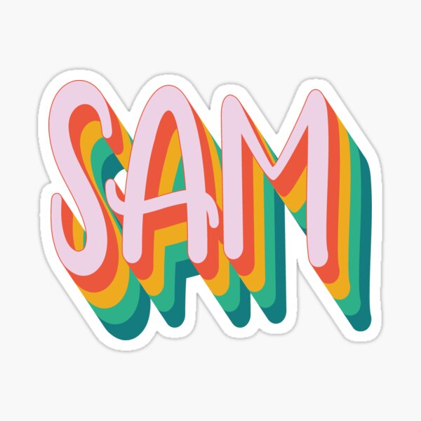 "Sam Name Label - Gift For Male Named Sam" Sticker by OVERSHIFT | Redbubble